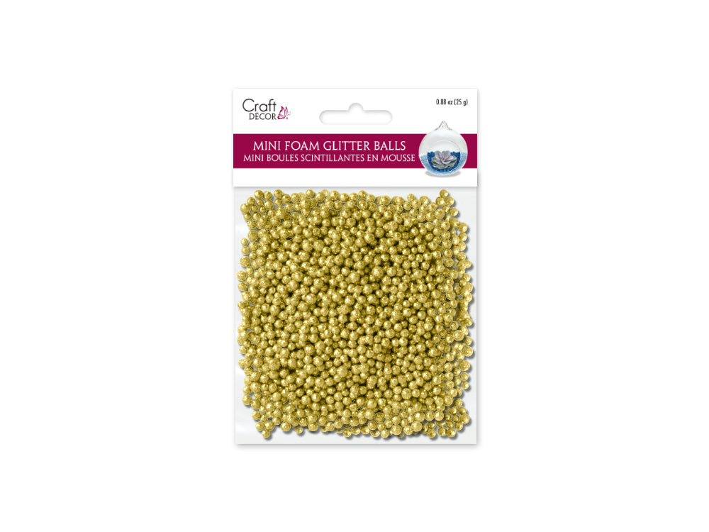 Craft Decor: 5mm Mini Glitter Deco Balls 25g (0.88oz) Foam D) Gold ...