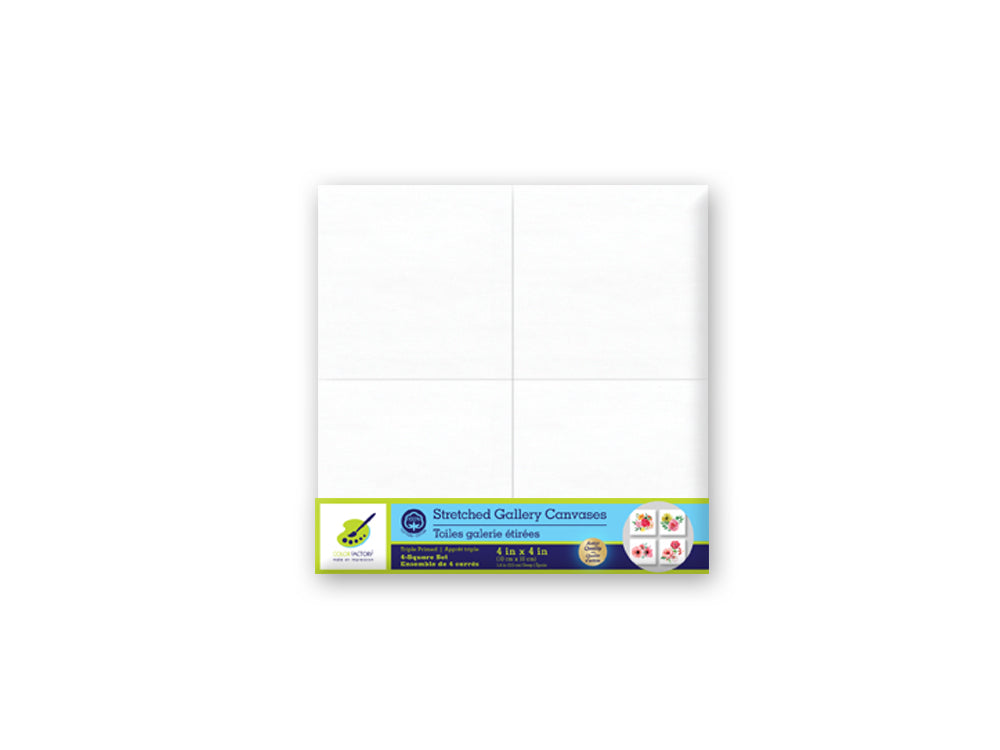Stretch Artist Canvas: 4"x4" x1.4" Deep 4-Square Set Primed Back-Stapl ...
